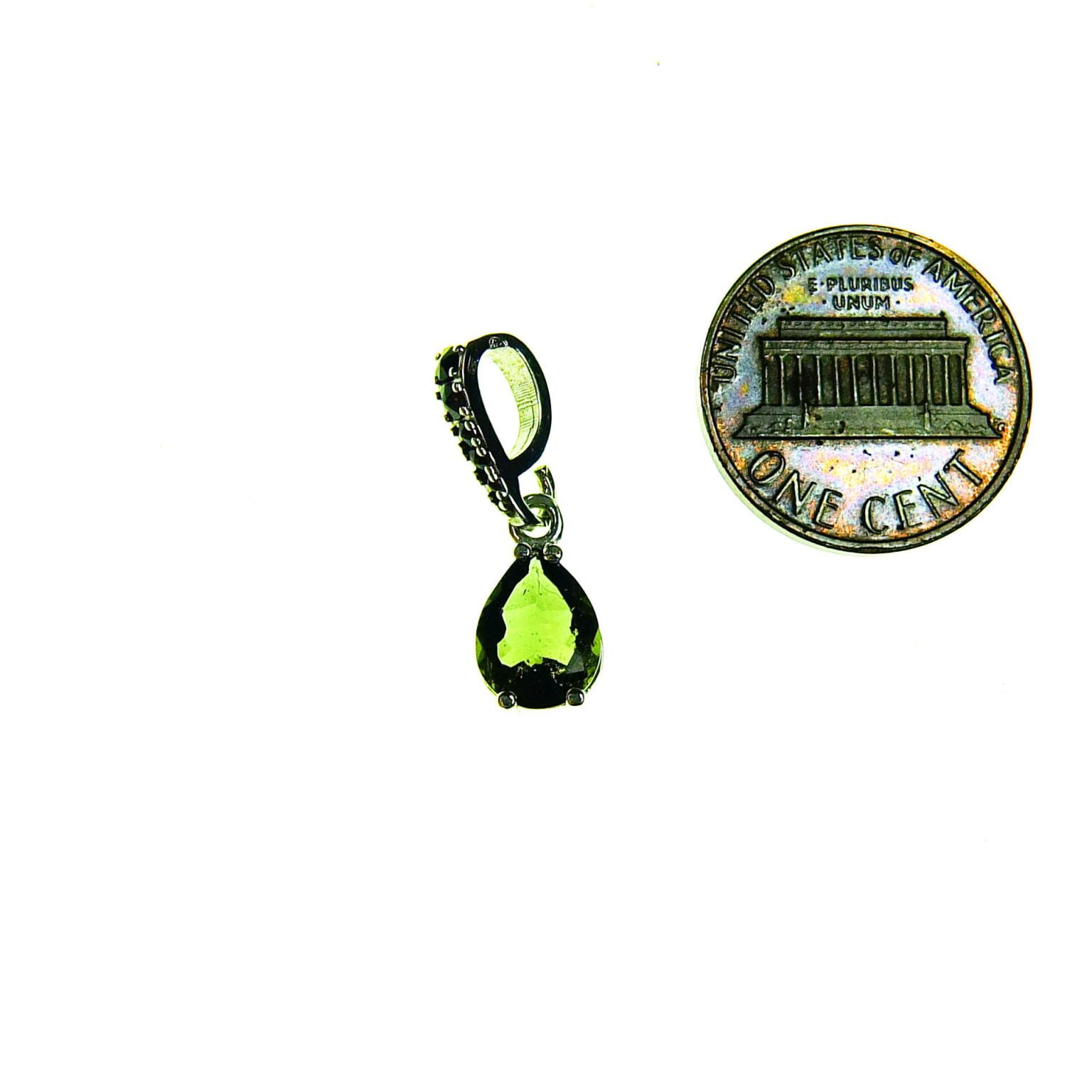 Moldavite pendant with Red Garnets CERTIFIED - NaturalMoldavites.com
