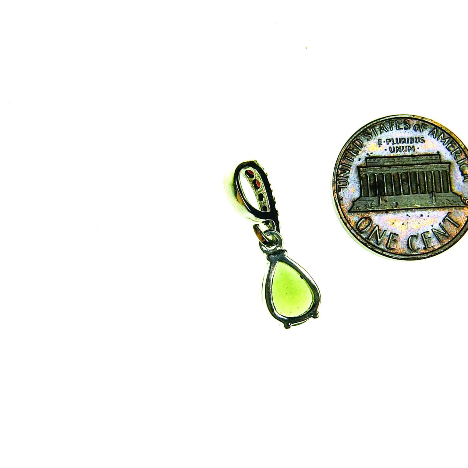 Moldavite pendant with Red Garnets CERTIFIED - NaturalMoldavites.com