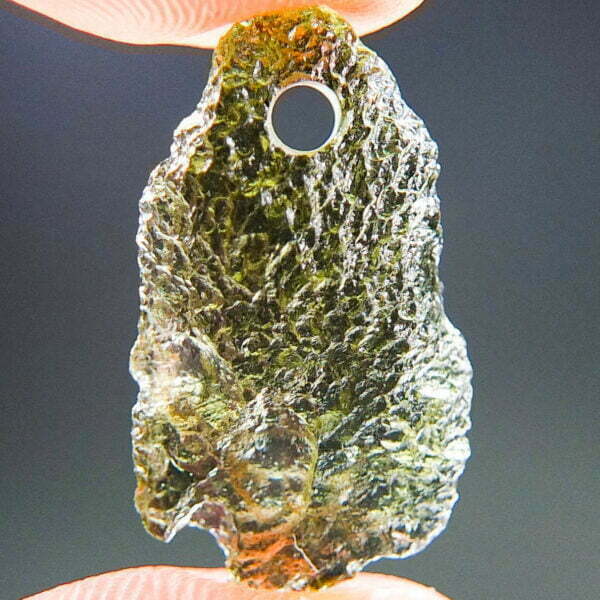 Drilled Moldavite - Certified - Shiny - NaturalMoldavites.com