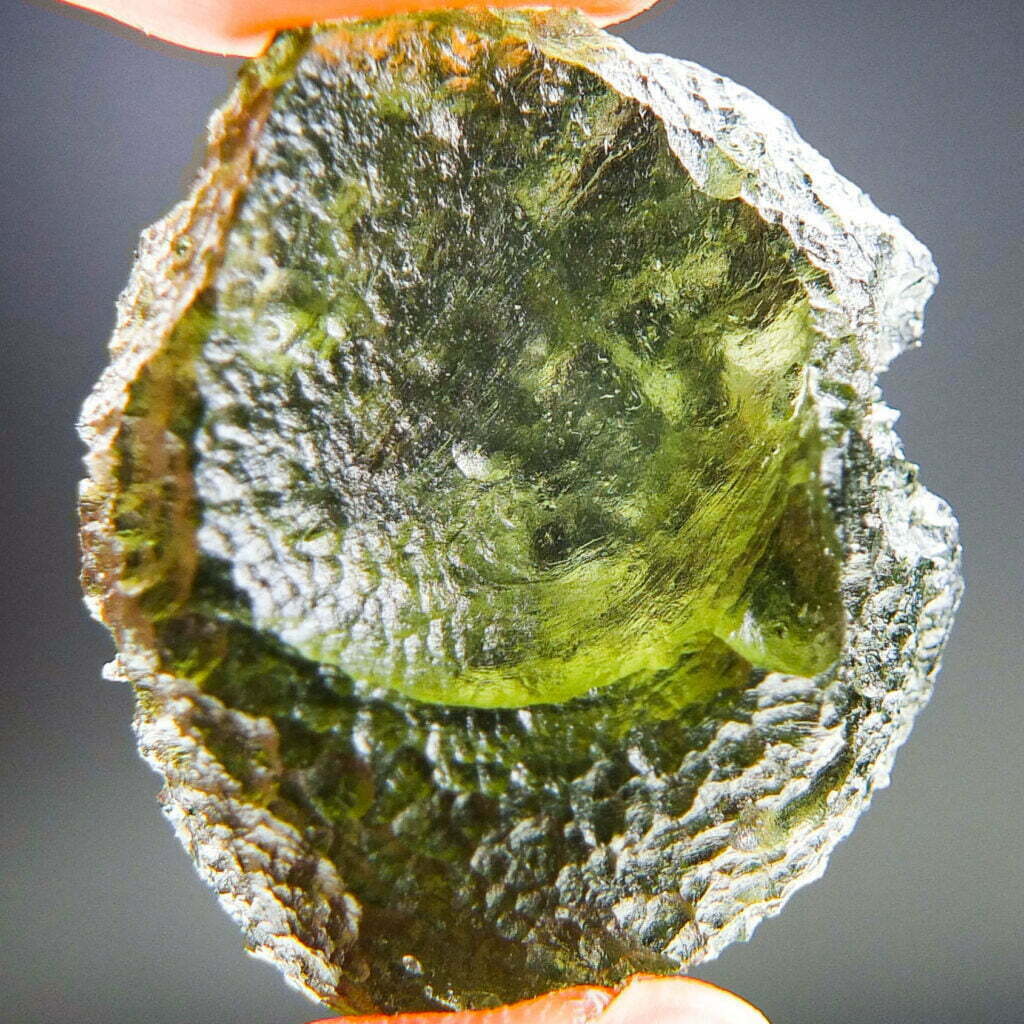 Rare Moldavite with CERTIFICATE - with imprint of big bubble - quality ...