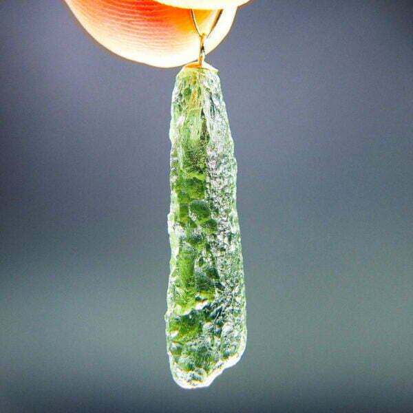 Gold Moldavite pendant with CERTIFICATE - Vibrant green ...